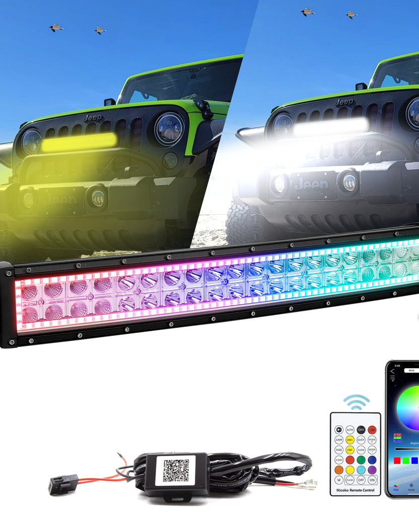20 Inch 126W 12600LM Straight Double Row Spot Flood LED Light Bar with